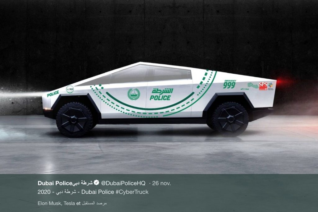 La police de Dubaï passe commande d’un Tesla Cybertruck